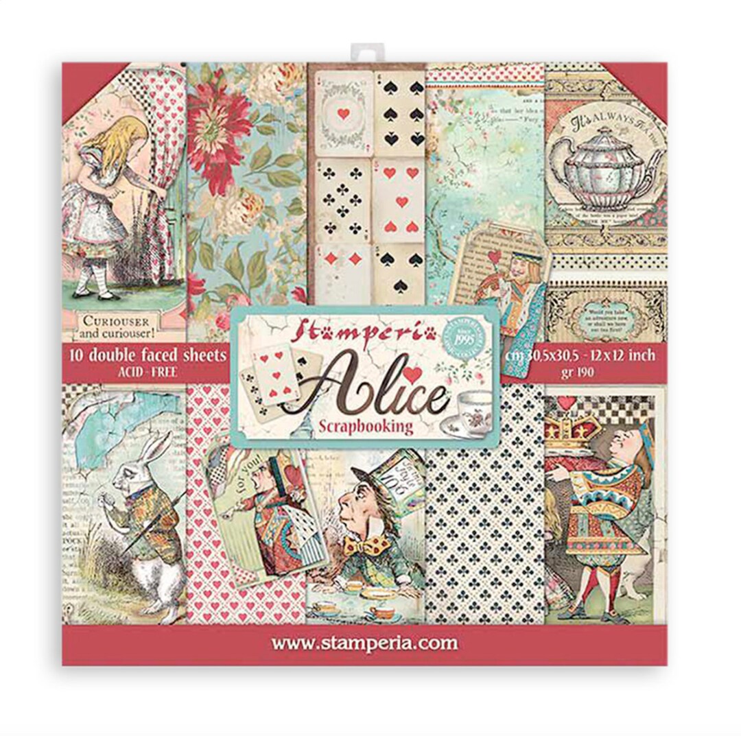 Stamperia Alice in Wonderland Paper Pack - 12x12 Paper - Double Sided ...