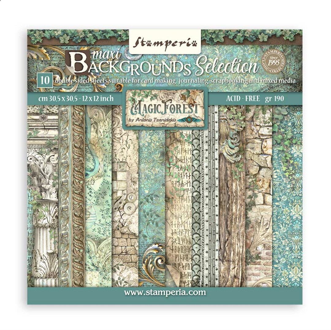 Stamperia Magic Forest Backgrounds Selection - 12 X 12 Double Sided ...