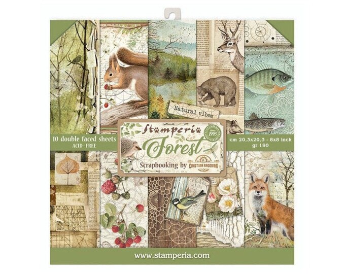 Stamperia Forest Paper Pack Double Sided Paper 8x8 Paper 8x8 Cardstock ...