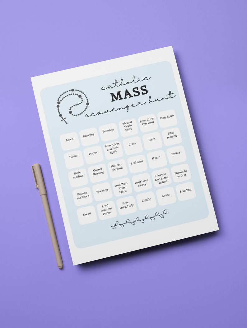 Catholic Mass Scavenger Hunt for Kids - Etsy