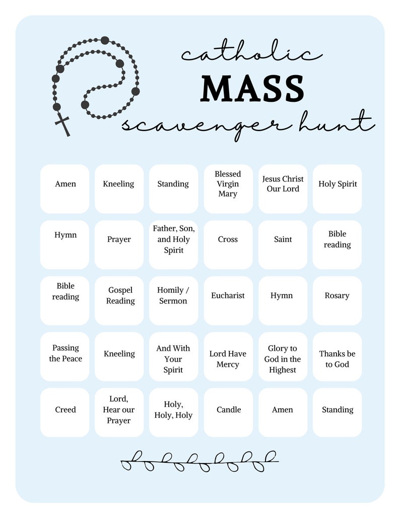Catholic Mass Scavenger Hunt for Kids - Etsy