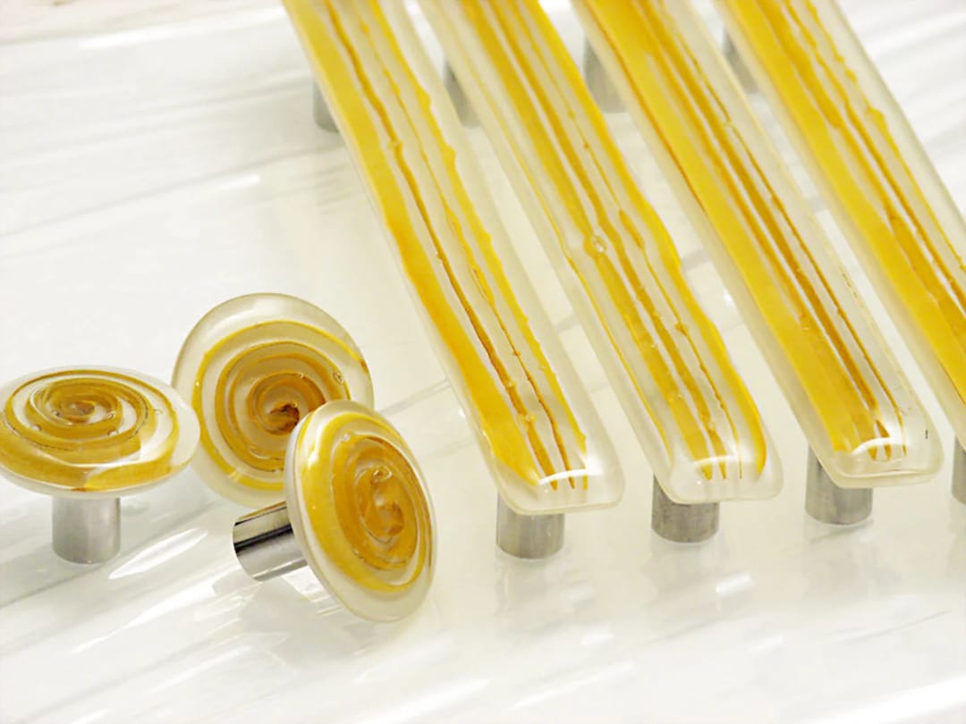 Yellow Glass Door Handle, Kitchen Cabinet Knobs, Cupboard Pulls ...