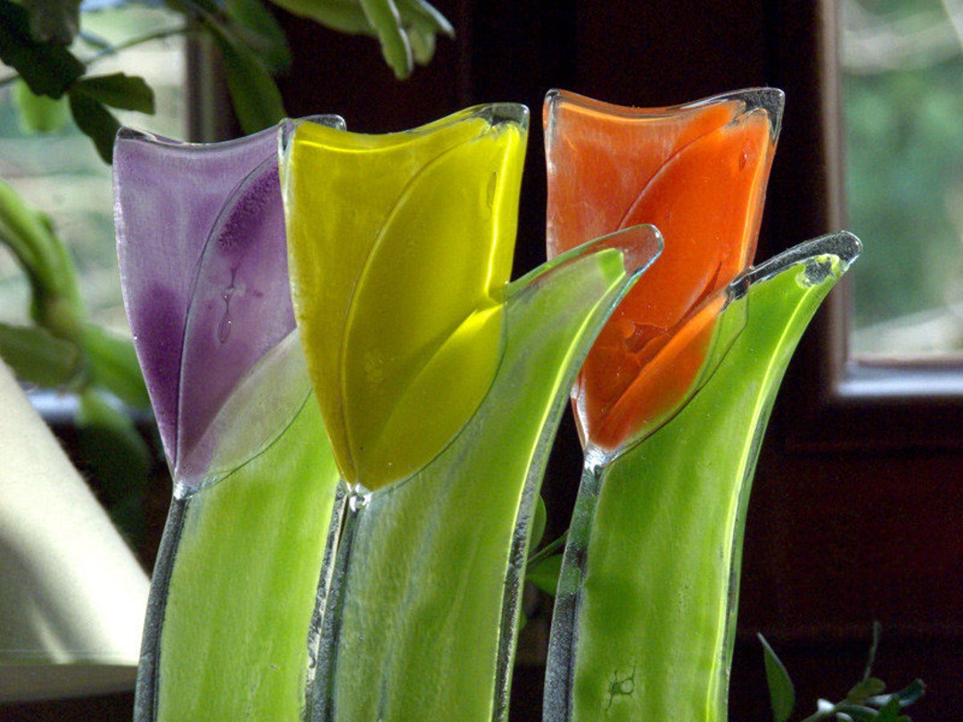 Glass Flower, TULIP, Standing Glass Decoration, Artistic Glass ...