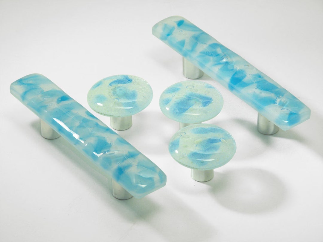 Blue Glass Door Handle, Kitchen Cabinet Handles, Cupboard Pulls ...