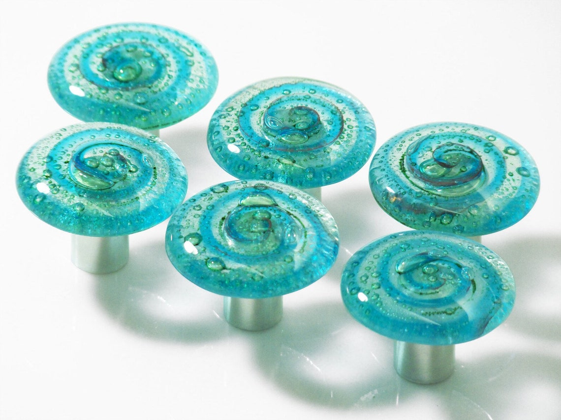 Blue Glass Door Handle Kitchen Cabinet Handles Cupboard - Etsy