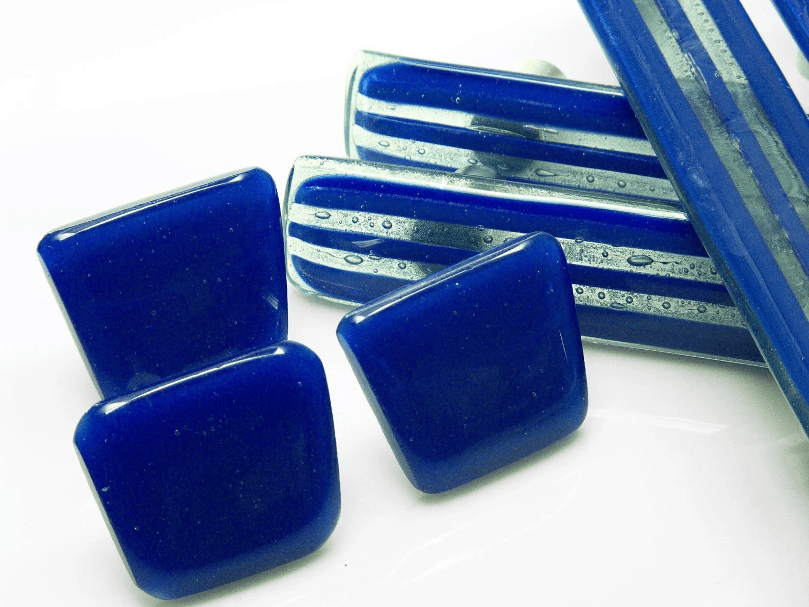 Navy Blue Glass Door Handle Kitchen Cabinet Handles Cupboard Etsy