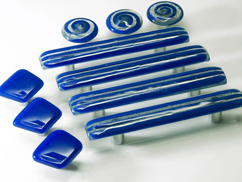 Navy Blue Glass Door Handle, Kitchen Cabinet Handles, Cupboard Pulls ...