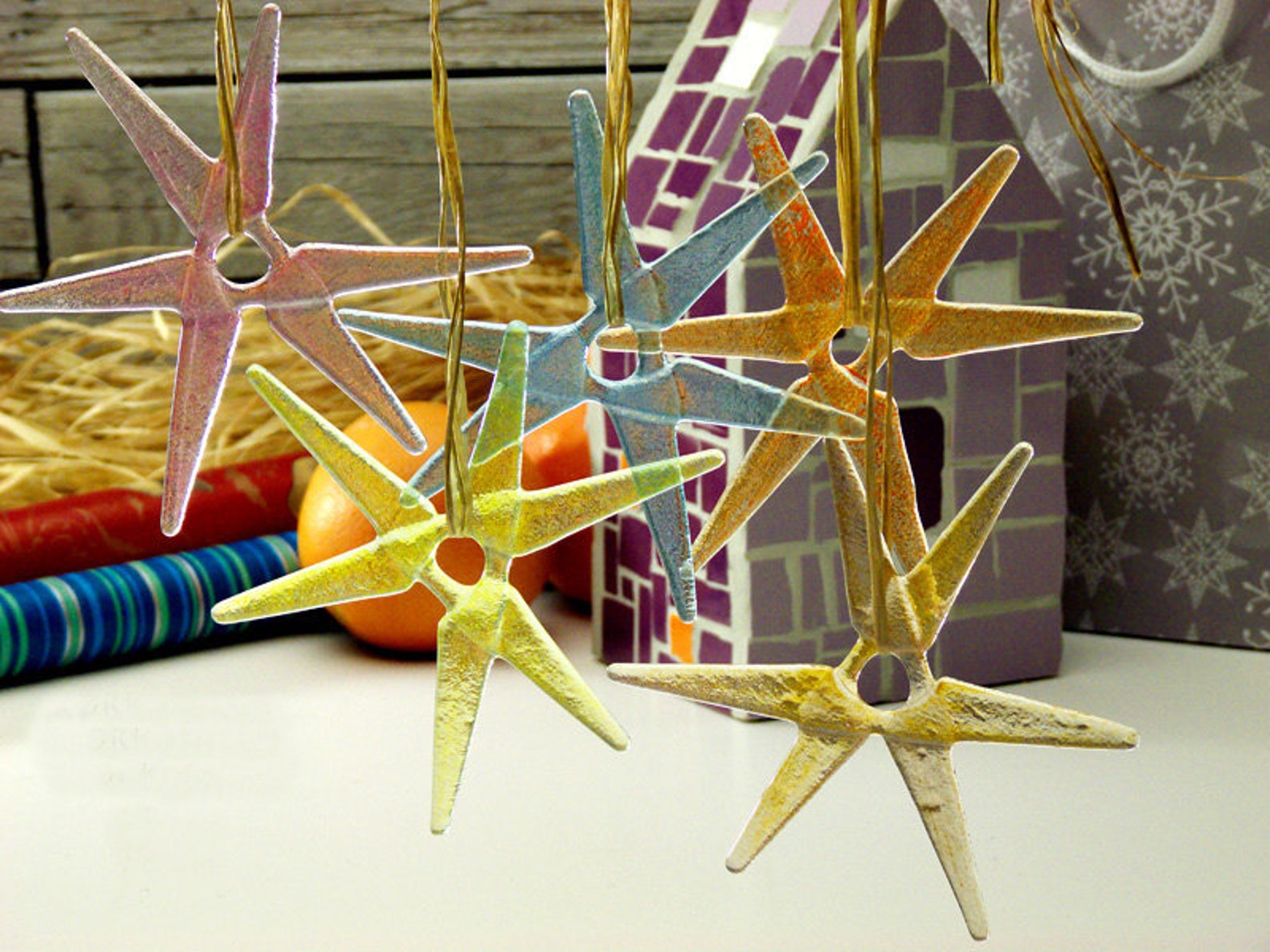 Stars From Fusing Glass, Glass Flowers, Window Decorations, Hanging ...