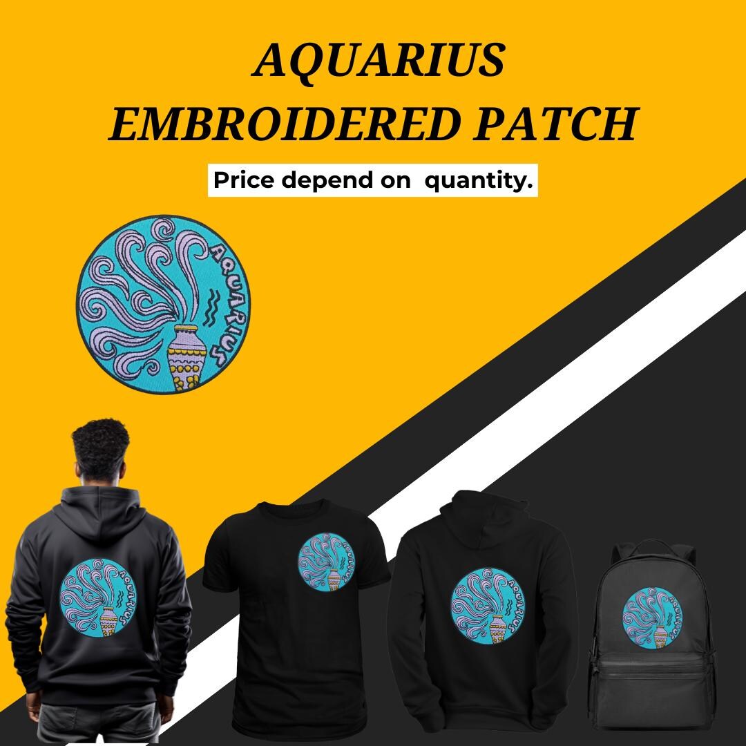Aquarius Embroidered Patch Patch, Iron-on or Sew-on Aquarius Symbol, Unique Astrology Patch for ...
