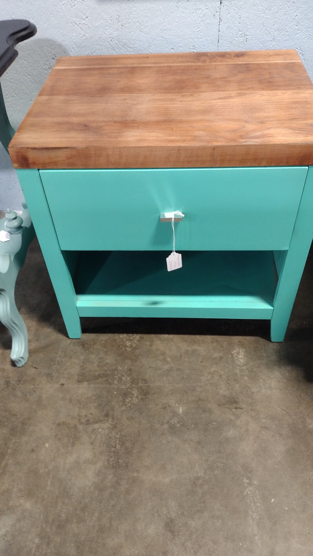 Green Blue Night Stand With One Drawer, Bedroom Nightstand, Bed Side ...