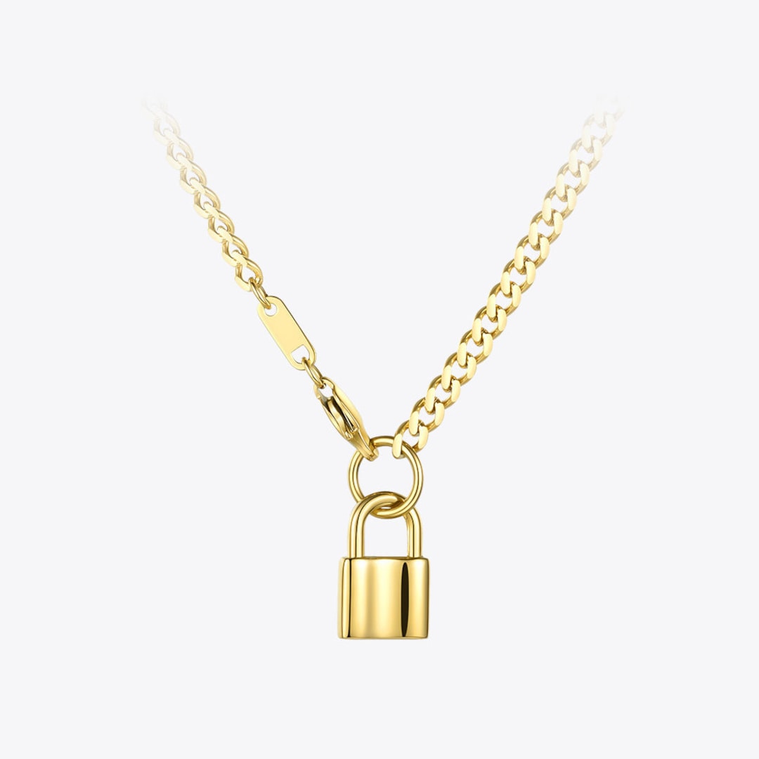 Gold Lock Necklace, Small Lock Pendant Necklace, Gold Filled Lock ...