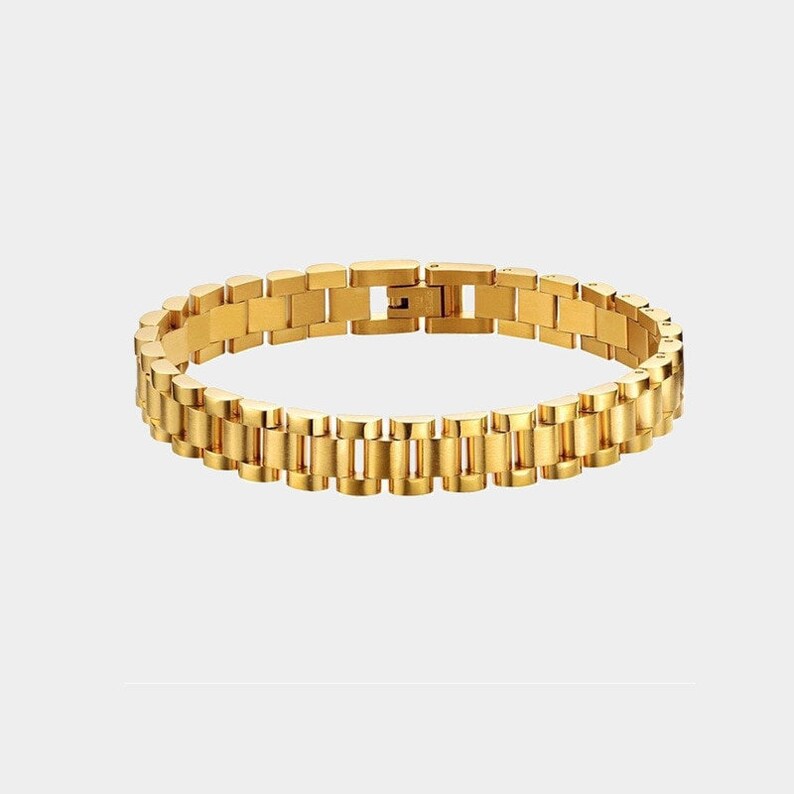 Cuban Link Chain Cuff Bracelet, Gold Plated Bracelet, Link Chain ...