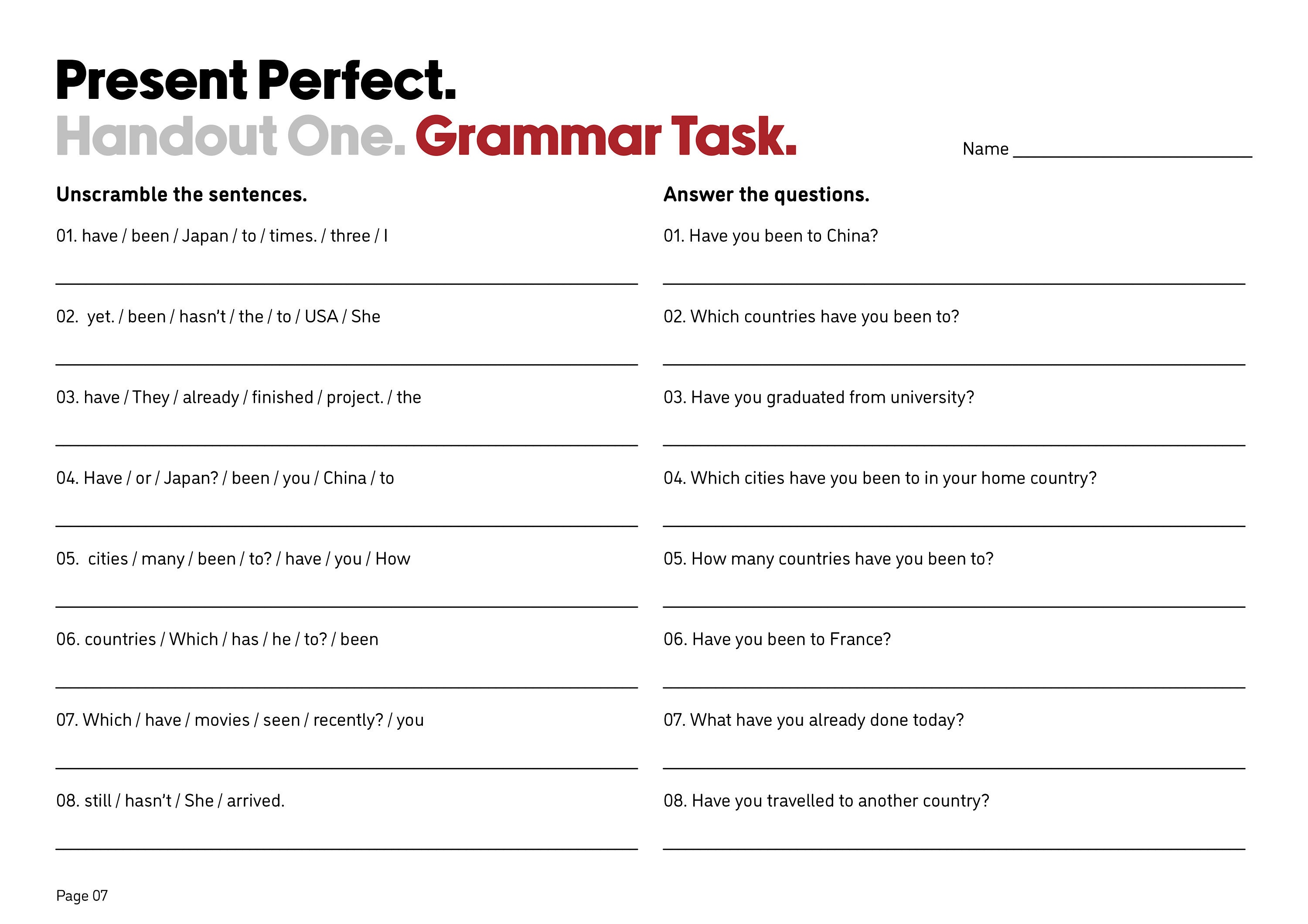 Present Perfect Grammar Lesson - Etsy