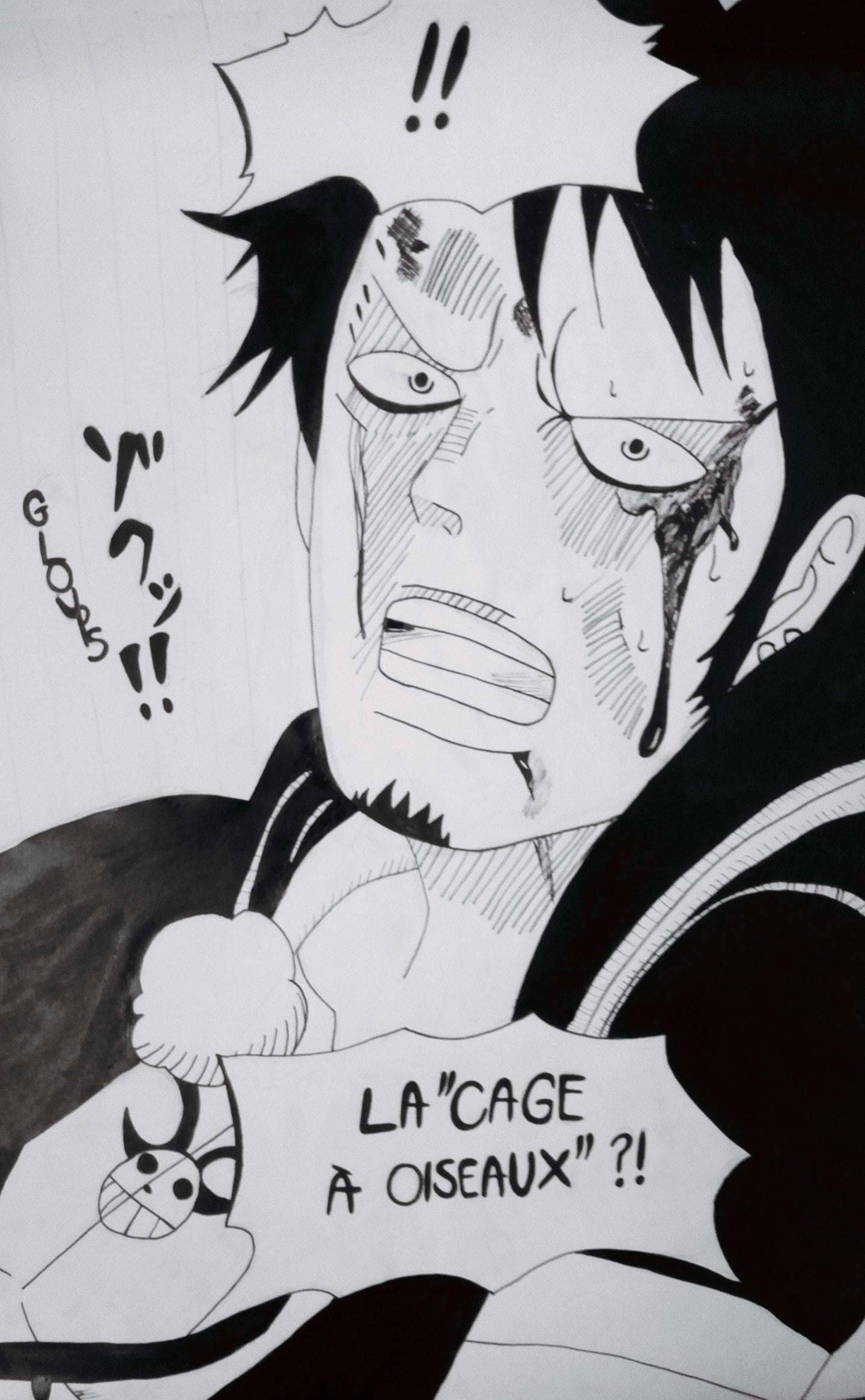 One Piece Indian Ink Drawing A4 Size - Etsy