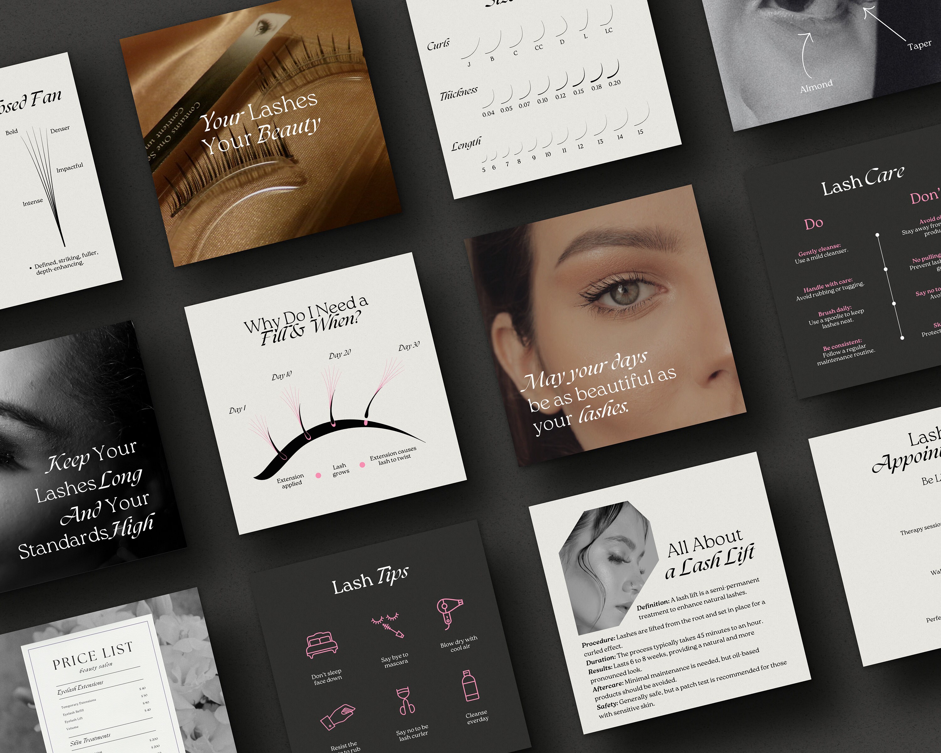 Lash Tech Luxury Instagram Post Templates, Lash Artist Branding, Lash ...