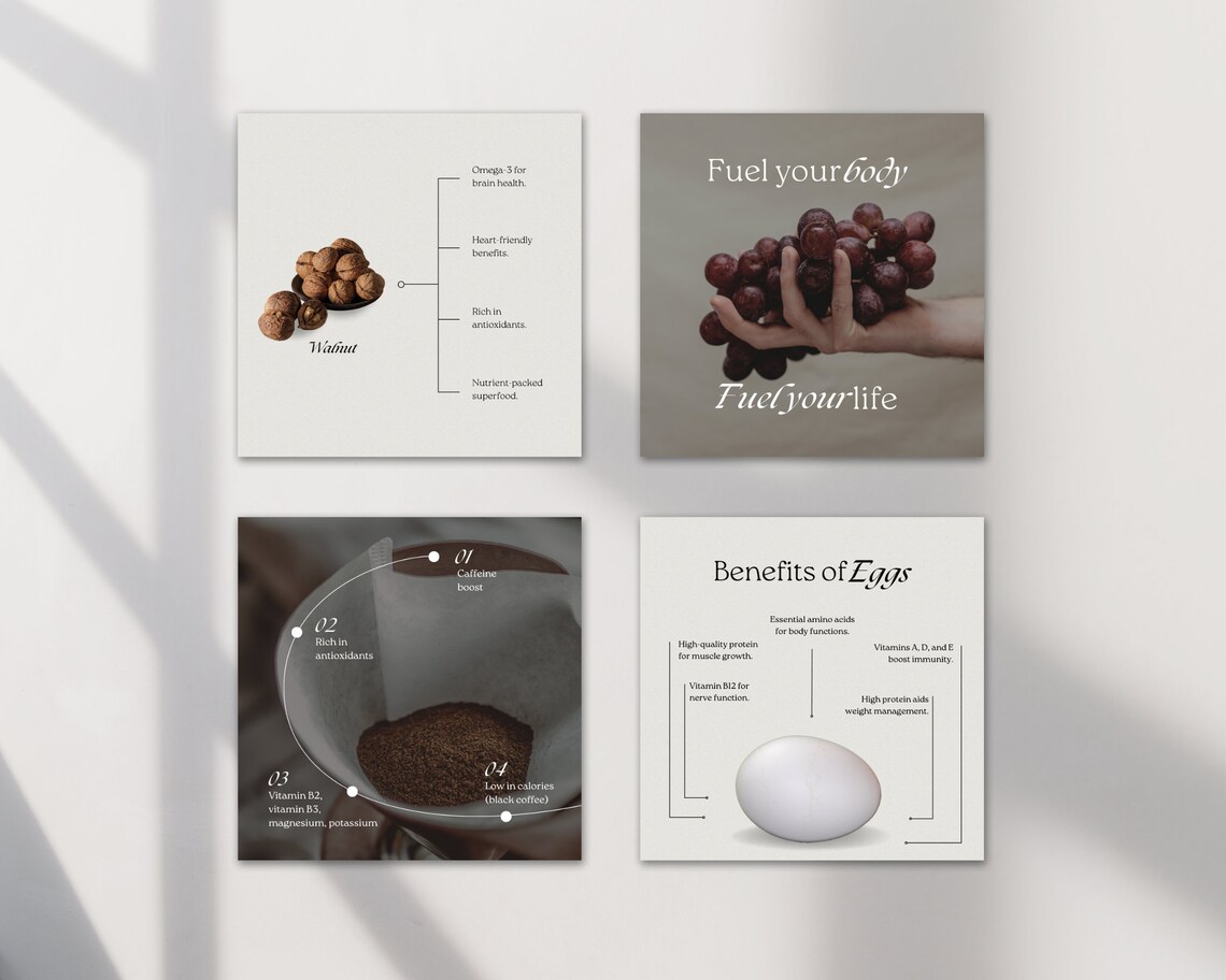 Nutrition Coach Aesthetic Instagram Post Templates, Dietician Social ...
