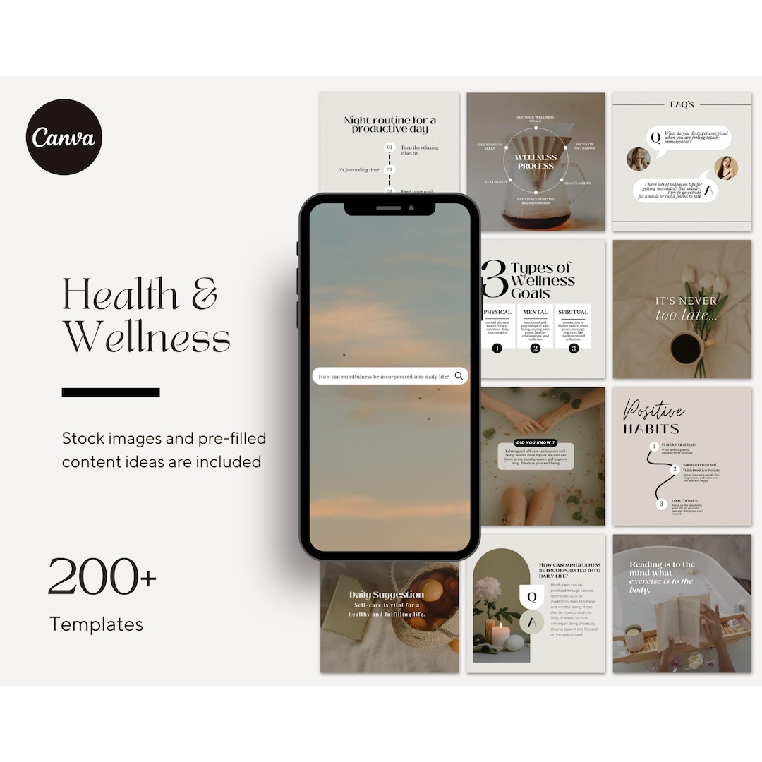 Health and Wellness Coach Instagram Posts, Social Media Mindfulness ...