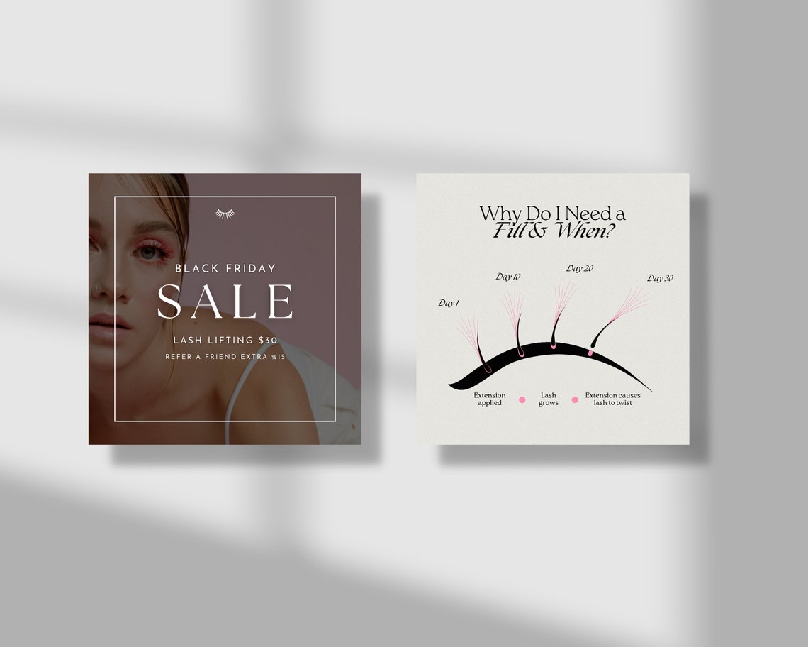 Lash Tech Luxury Instagram Post Templates, Lash Artist Branding, Lash ...