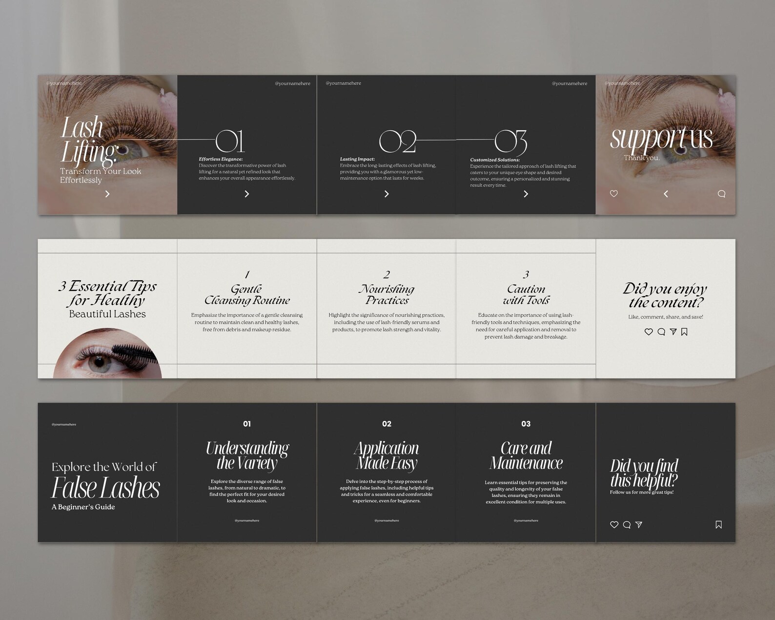 Lash Tech Luxury Instagram Post Templates, Lash Artist Branding, Lash ...