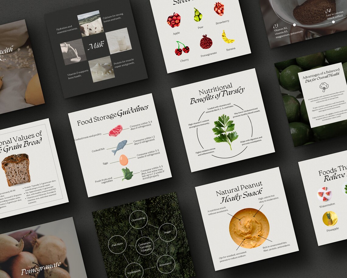 Nutrition Coach Aesthetic Instagram Post Templates, Dietician Social ...