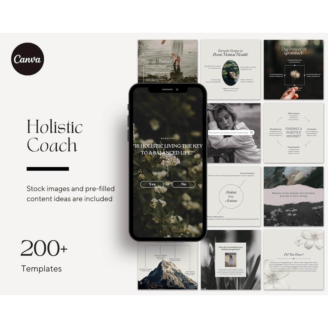 Holistic Coach Aesthetic Instagram Template, Health and Wellness Post ...