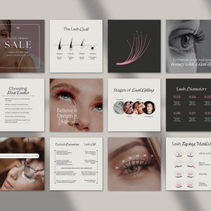 Lash Tech Luxury Instagram Post Templates, Lash Artist Branding, Lash ...