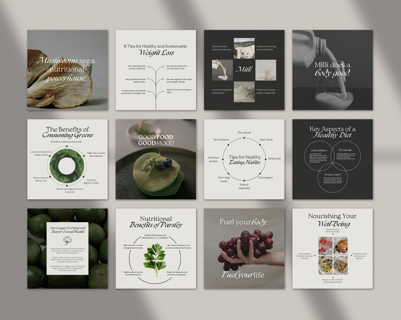 Nutrition Coach Aesthetic Instagram Post Templates, Dietician Social ...