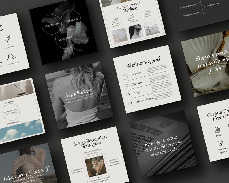 Health and Wellness Coach Aesthetic Instagram Posts Editable Canva ...