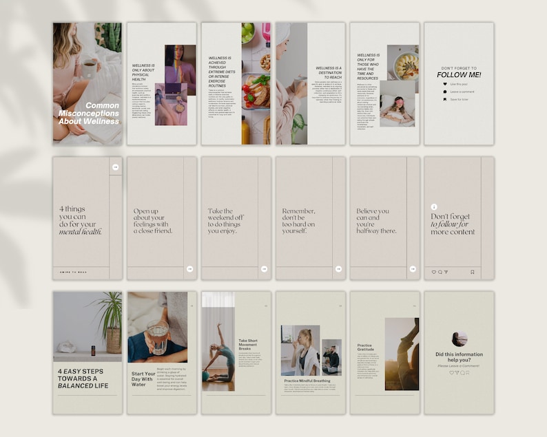 Health and Wellness Instagram Seamless Carousel Post Template - Etsy