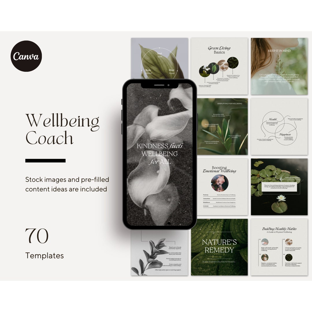 Wellbeing Coach Aesthetic Instagram Template, Health and Wellness Coach ...