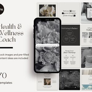 Health and Wellness Coach Aesthetic Instagram Posts Editable - Etsy