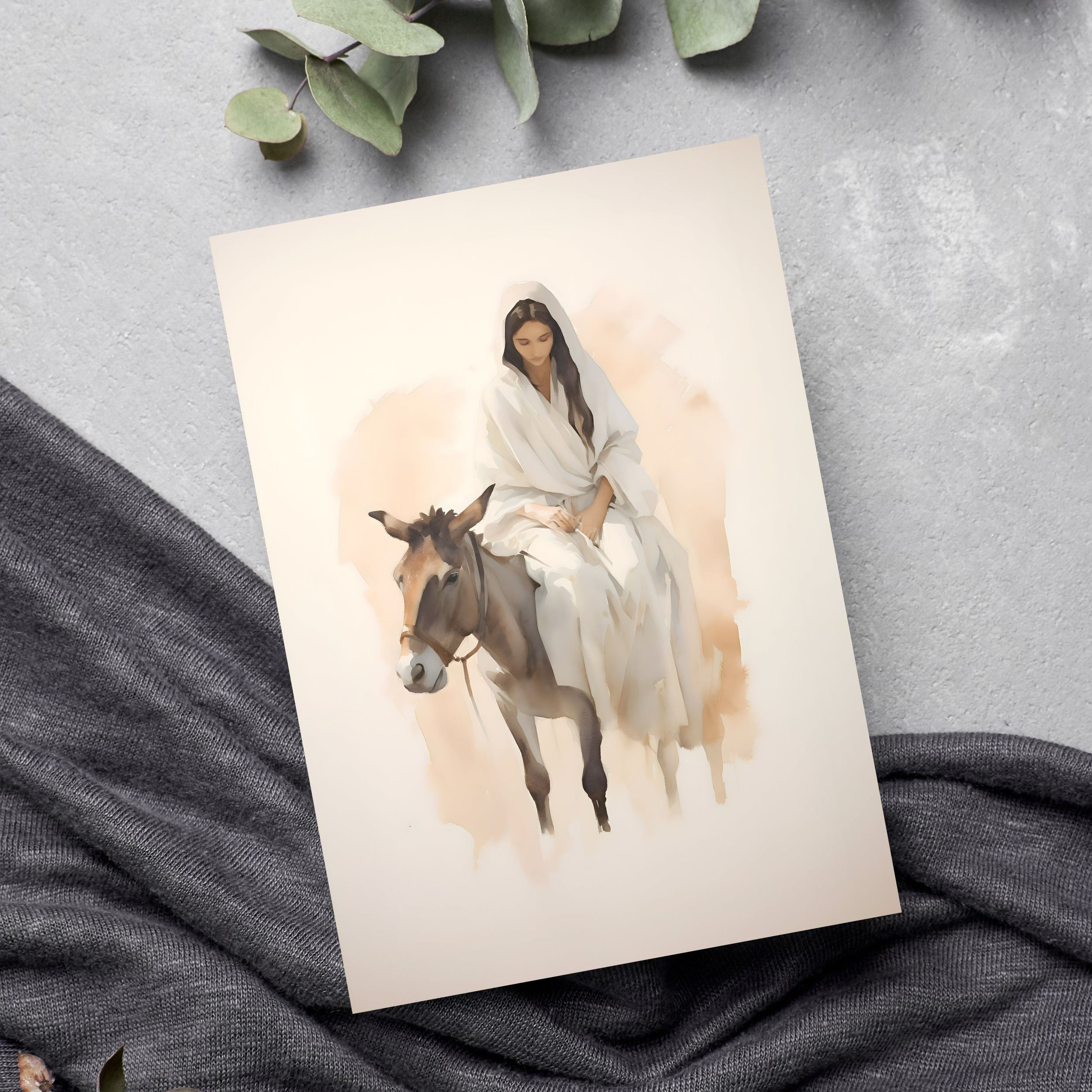 Mary Riding to Bethlehem on Donkey, DIGITAL DOWNLOAD, Nativity ...