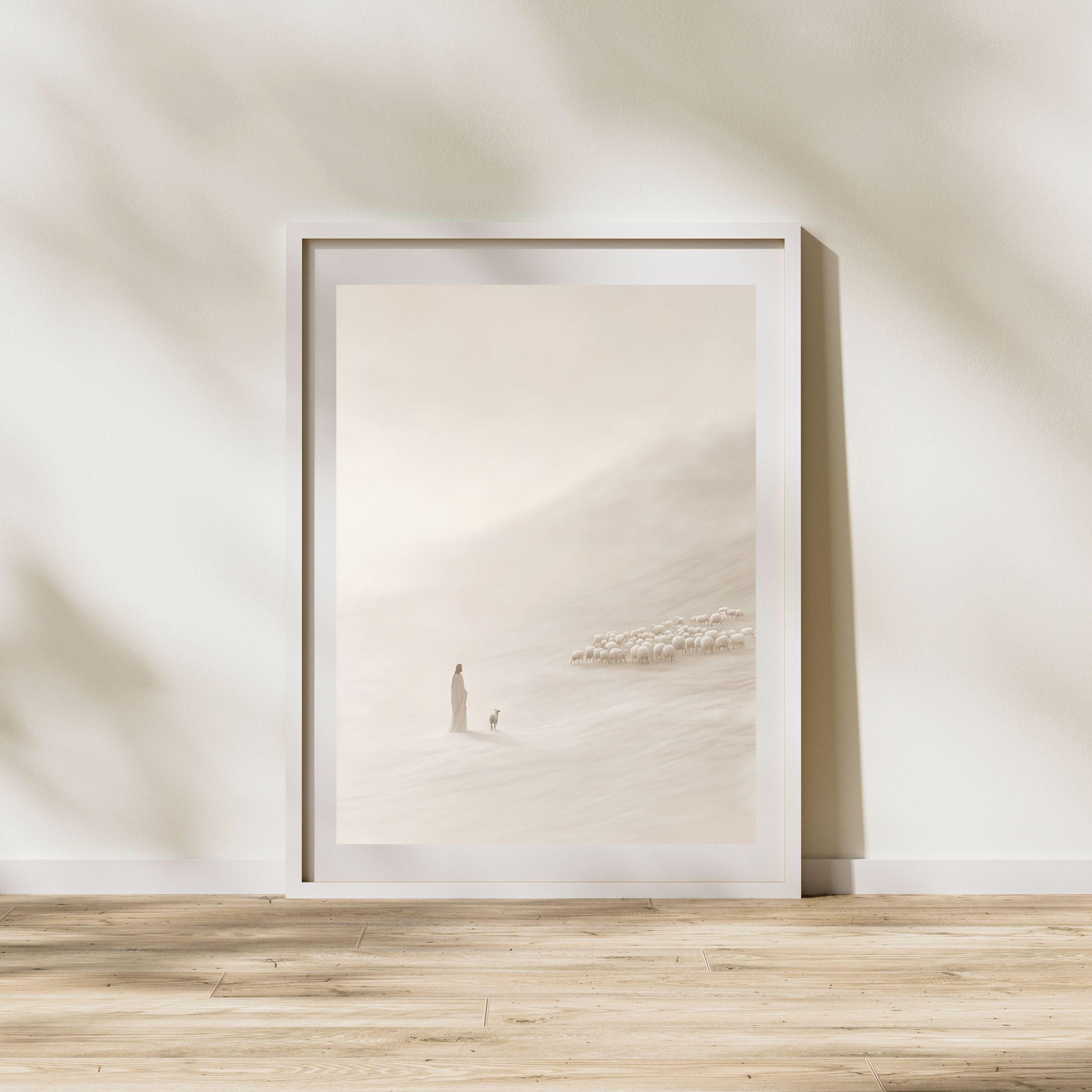Faithful Shepherd, Jesus Leaves the 99 PRINTED POSTER, Minimalist ...