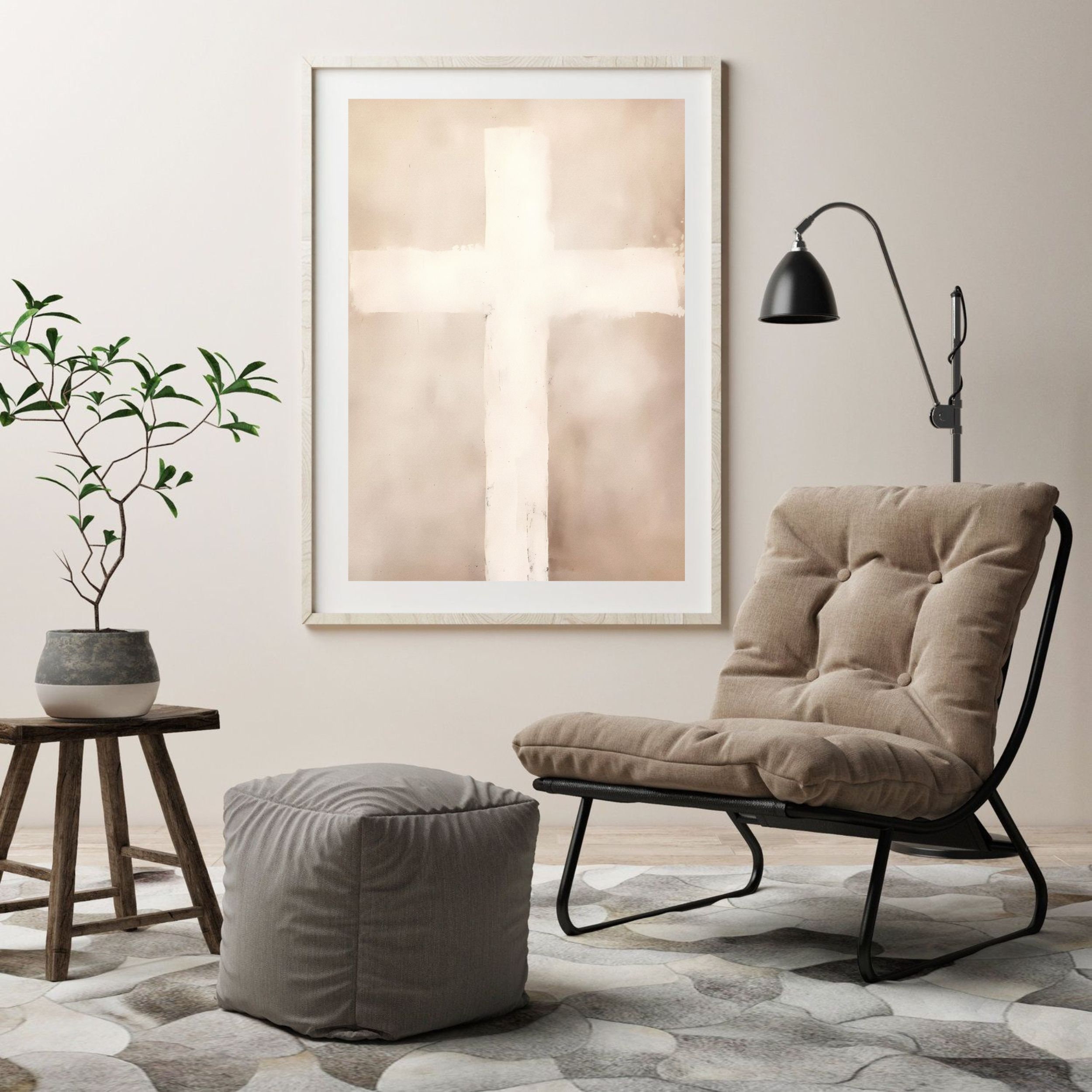Christian Cross Minimalist Wall Art, DIGITAL DOWNLOAD, Modern Jesus ...