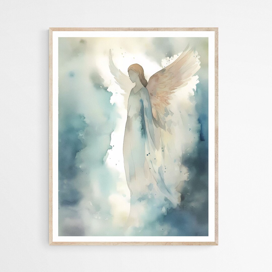 Guardian Angel, Angel Artwork Print, DIGITAL PRINT, Watercolor Wall Art ...