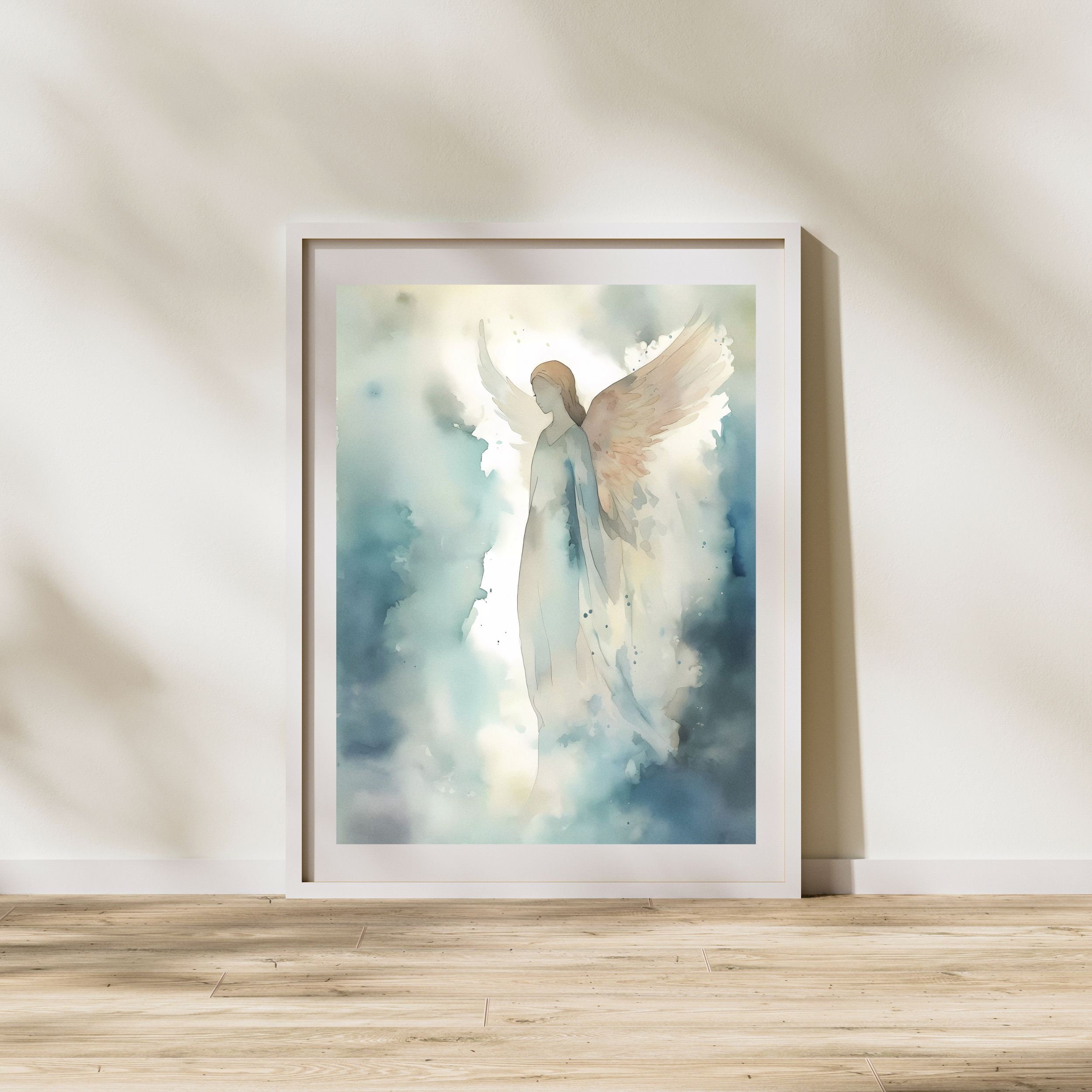 Guardian Angel, Angel Artwork Print, DIGITAL PRINT, Watercolor Wall Art ...