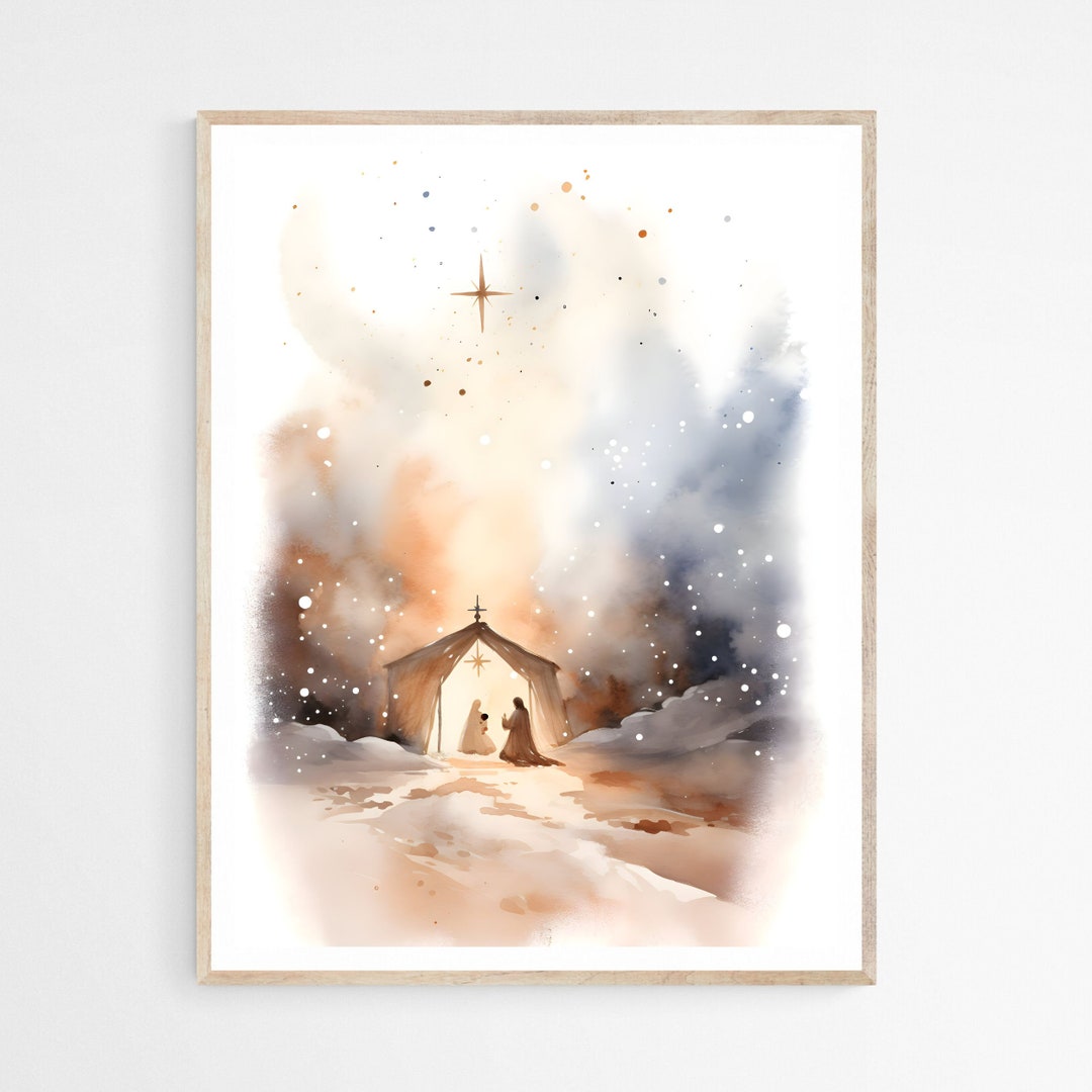 Nativity Scene Birth of Jesus DIGITAL Download,christmas Printable Wall ...