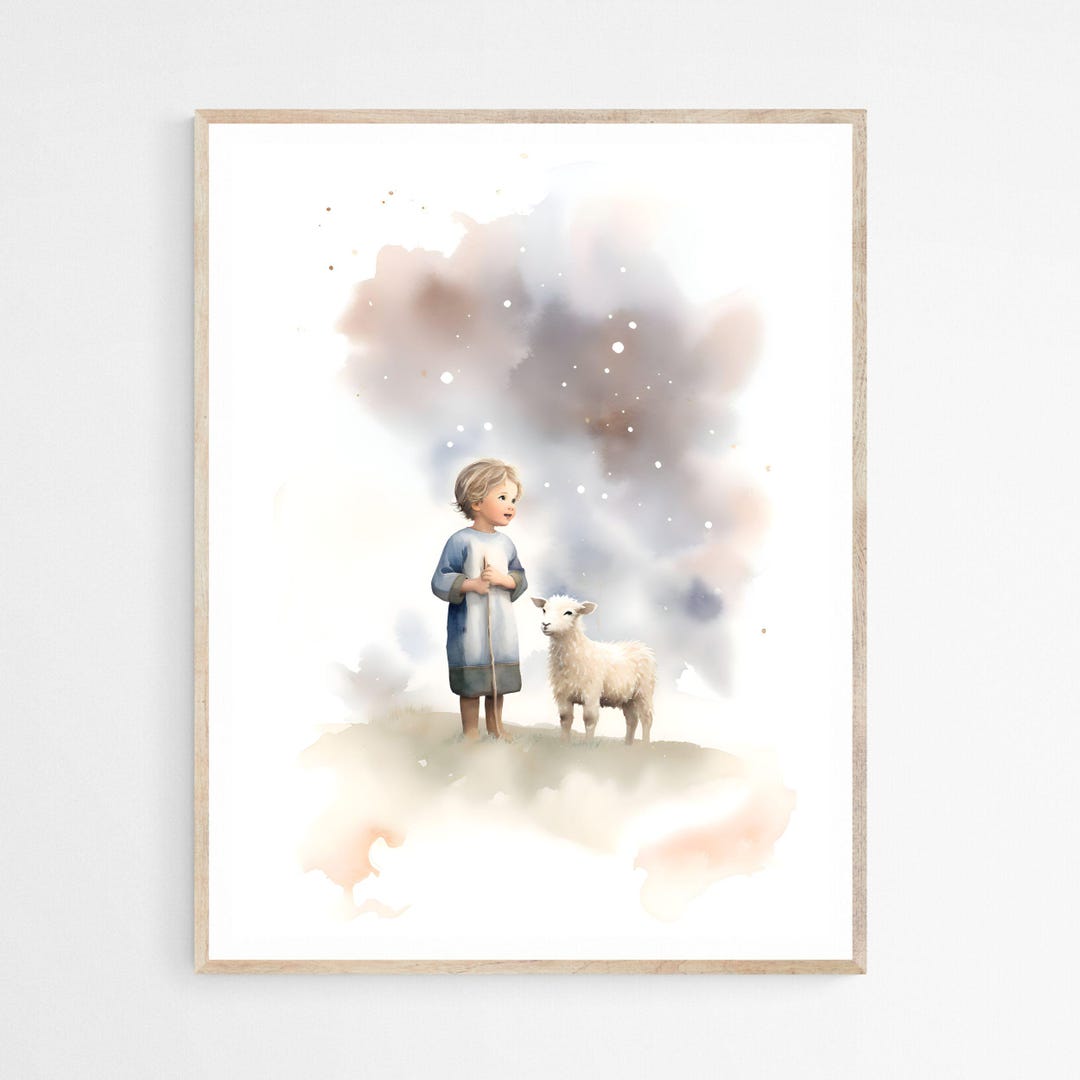 Nativity Scene Boy Shepherd and Lamb DIGITAL DOWNLOAD, Christmas ...
