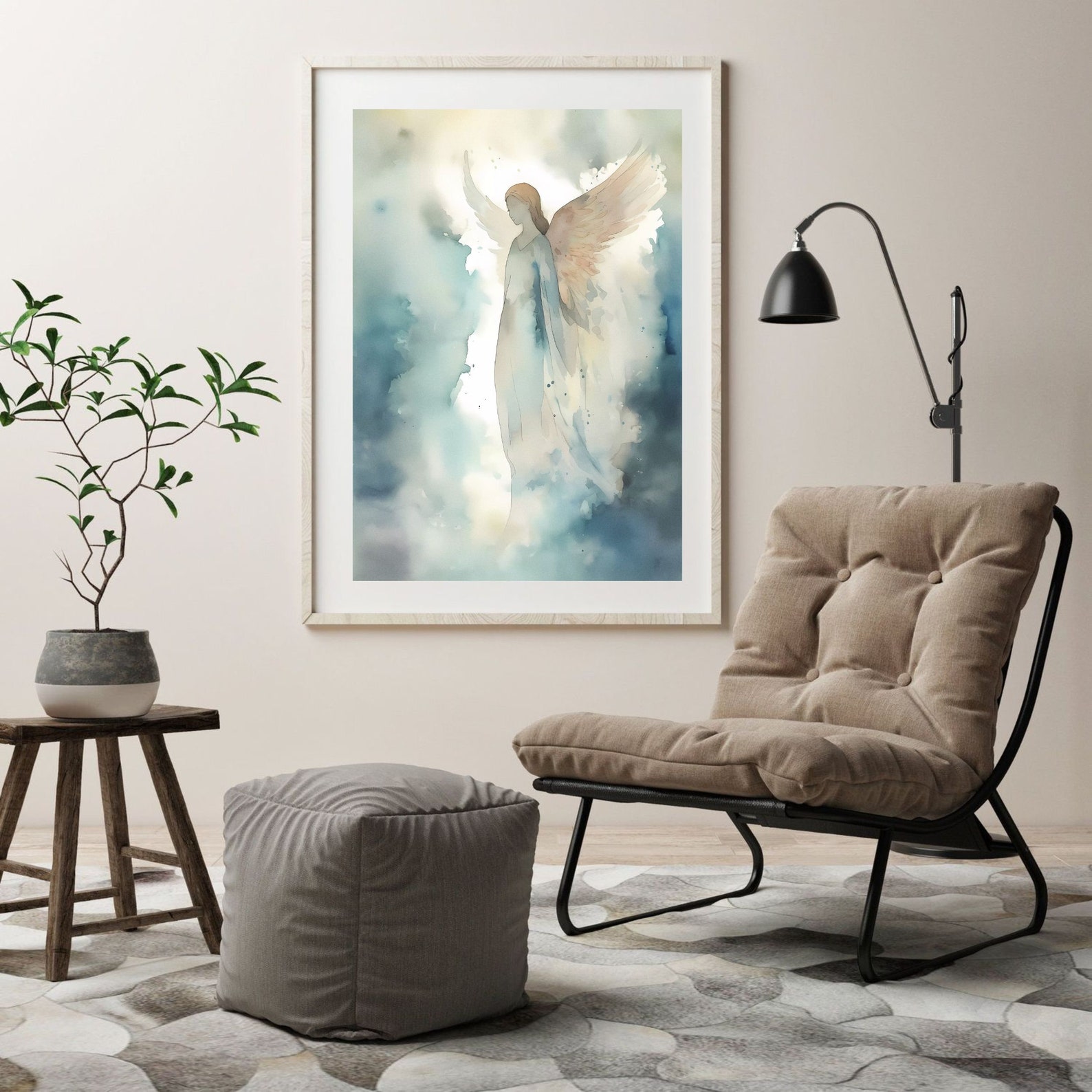 Guardian Angel, Angel Artwork Print, DIGITAL PRINT, Watercolor Wall Art ...