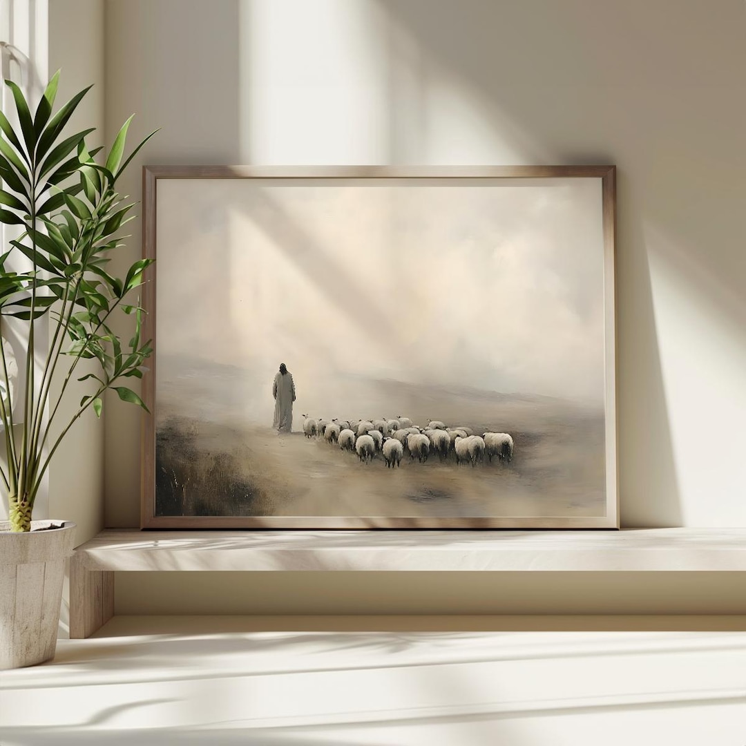 Jesus the Good Shepherd PRINTED POSTER, Christian Neutral Muted Wall ...