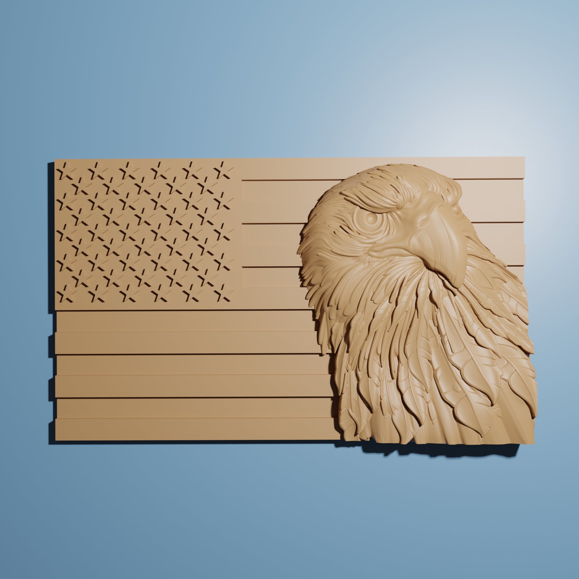USA Flag Eagle Relief STL File for Cnc Router Engraver, Artcam, Aspire ...