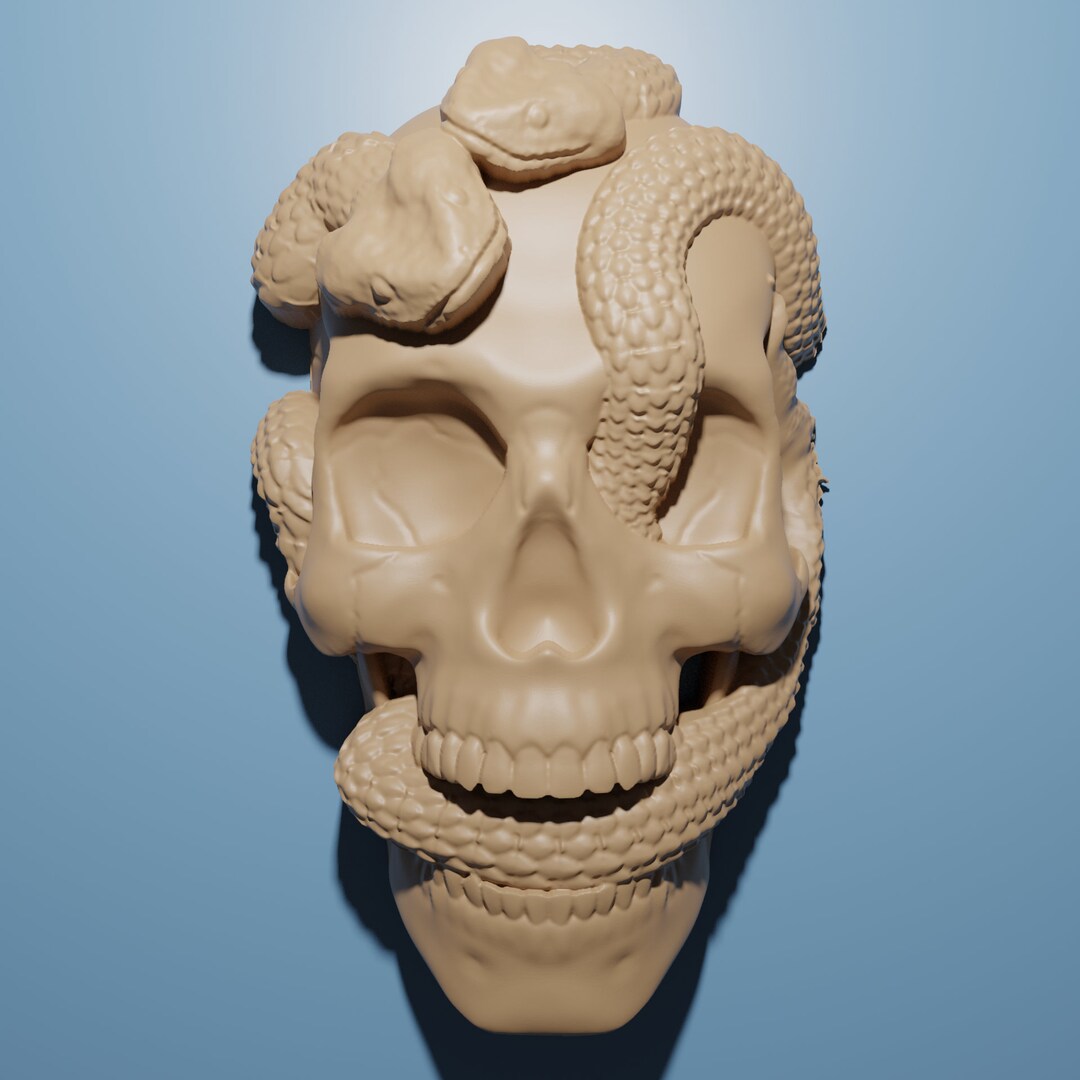 Snake Skull Relief Design STL File for CNC Machines Artcam, Aspire ...
