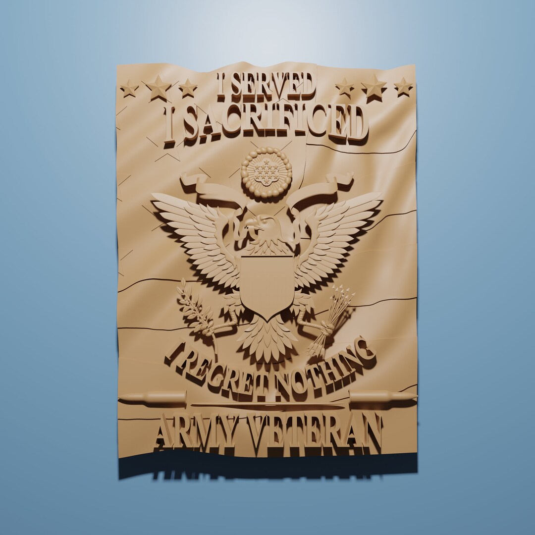 Veteran Served Badge Relief STL File, CNC Router Engraver Art, Artcam ...