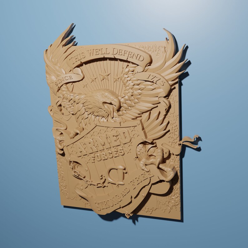 Armed Forces Eagle Badge STL File CNC Router Engraver - Etsy