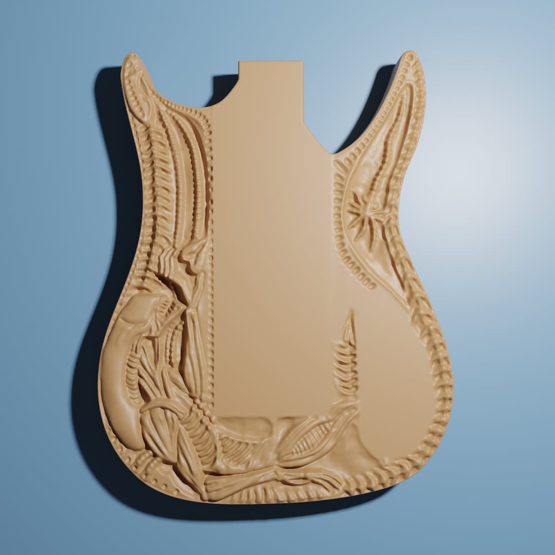 Alien Guitar Relief Design STL File for CNC Router Engraver, Artcam and ...