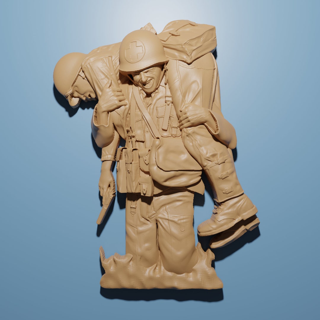 Medic Carrying Soldier Relief STL File, CNC Router Art, Artcam Aspire ...