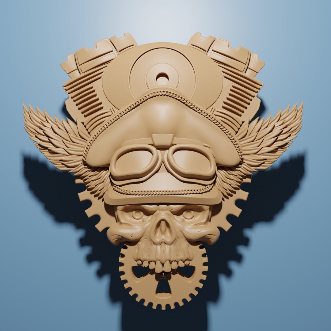 Pilot Skull Relief STL File, CNC Router Engraver, Wall Decor, Wood ...