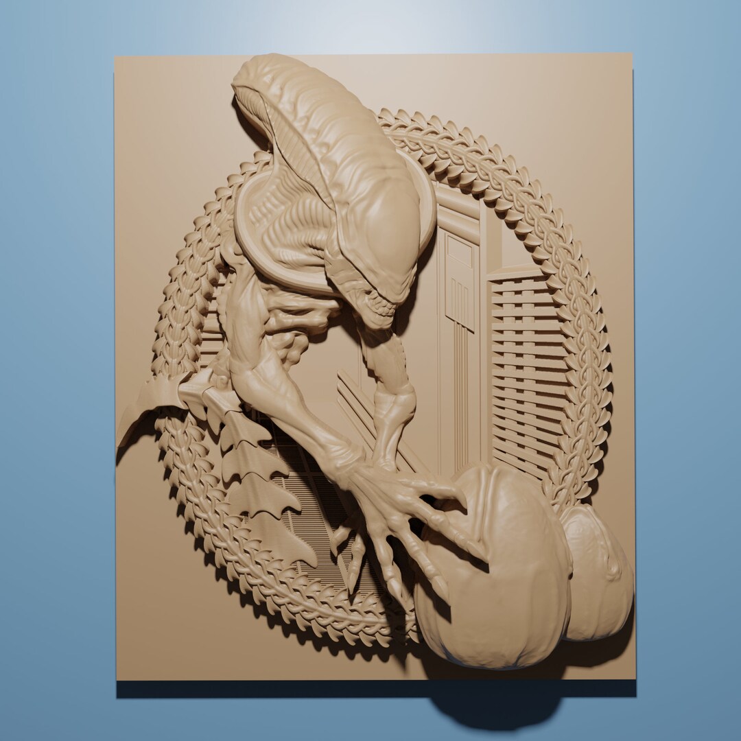 Alien Relief Design STL File for CNC Machines Mysterious Wood Wall ...
