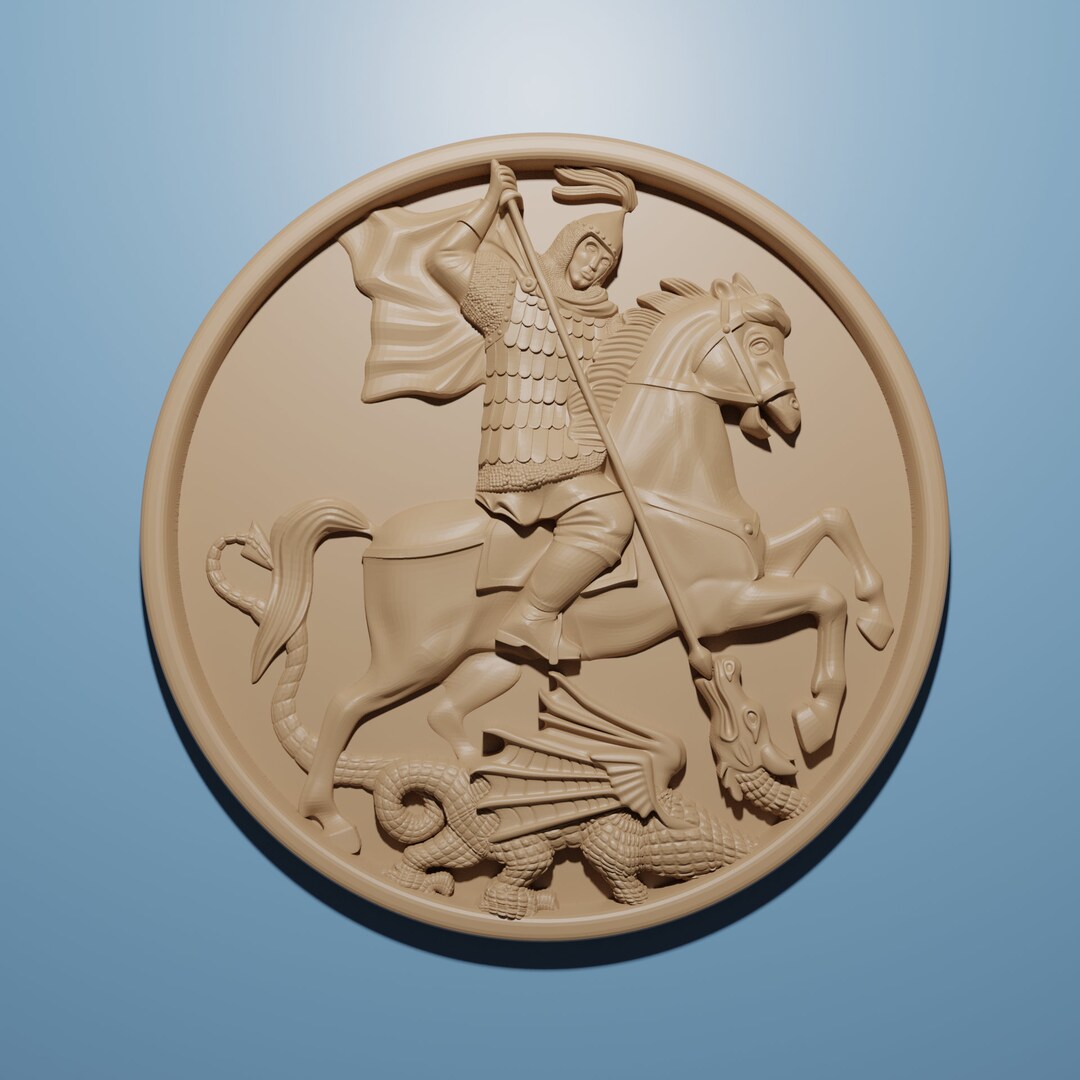 Saint George Design STL File, CNC Router Engraver Art, 3D Relief Wall ...