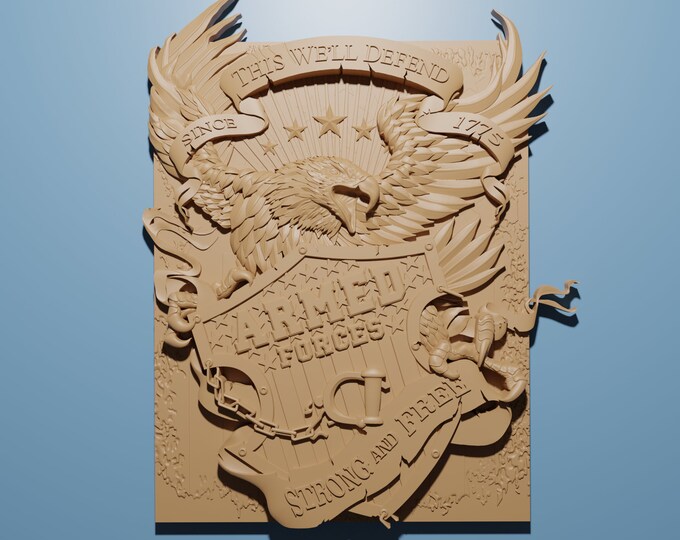 Armed Forces Eagle Badge STL File, CNC Router Engraver Compatible, USA ...